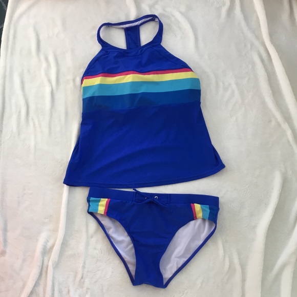 Swim | Two Piece Royal Blue Rainbow Tankini | Poshmark